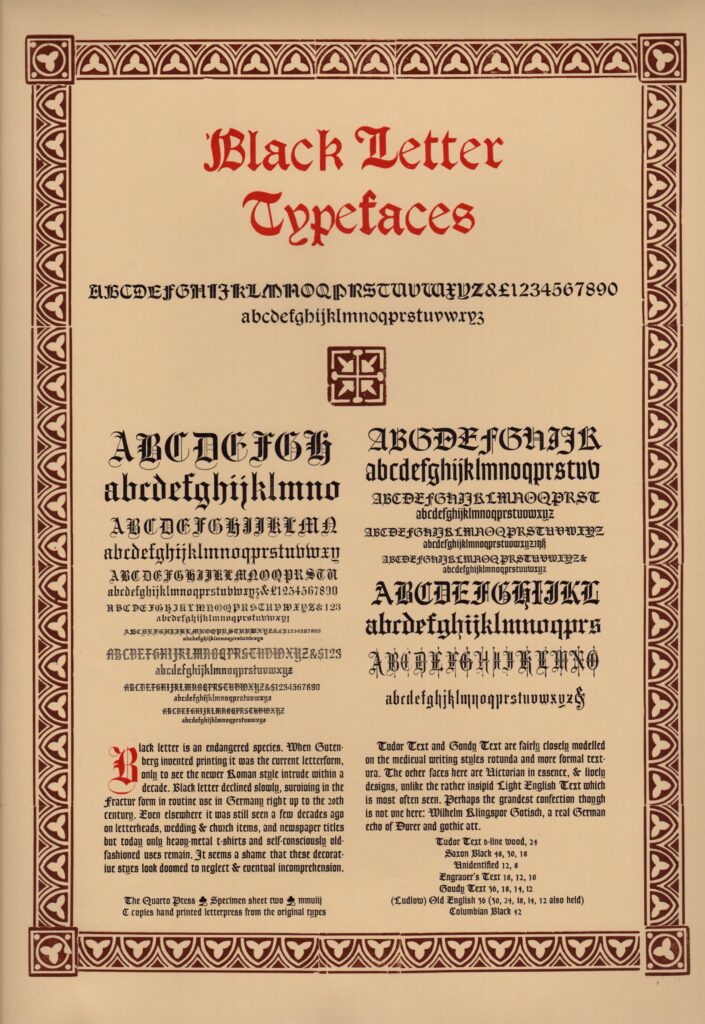 Type Specimen Sheet 2: Black Letters - The Quarto Press